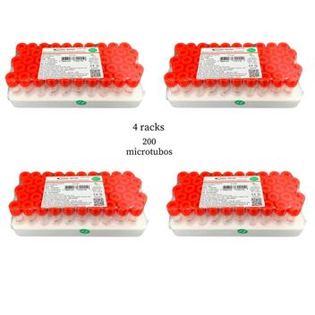 Microtubo De Coleta Vermelho Com 200 Unid + Ativador Kit Coleta 4 Rack ...