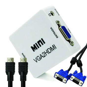 Mini Adaptador Conversor De Video VGA para HDMI FullHD 1080p Vga2Hdmi ...