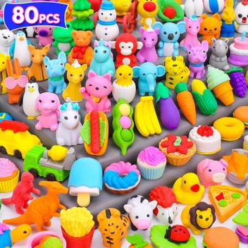 Mini Animal Erasers Palmatte 80 unidades para crianças, sala de aula e ...