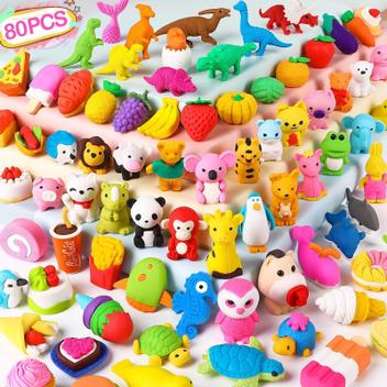 Mini Animal Erasers Palmatte 80 unidades para crianças, sala de aula e ...