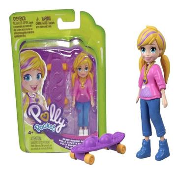 Mini Boneca Polly Pocket Com Skate Roxo E Rosa Mattel Ftp66 - Boneca ...