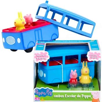 Mini Bonecos Peppa Pig e Sra. Coelha + Ônibus Escolar com Som - Sunny ...