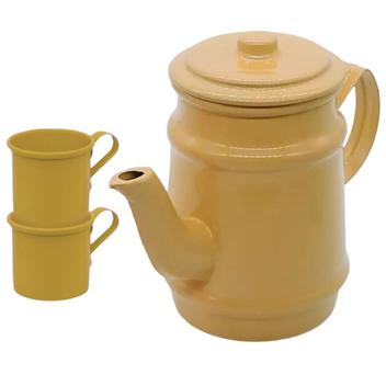 Mini Bule 400ml Com duas canecas 100ml Sortidos Alumínio casa decoração ...
