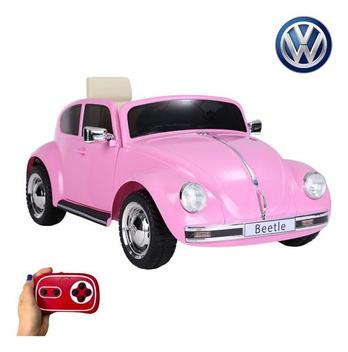 Mini Carro Elétrico Infantil Volkswagen Beetle Fusca Rosa 6v ...