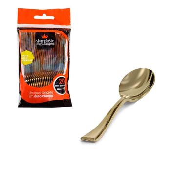 Mini Colher Gold Premium Dourado 20Un De Luxo Descartavel - Silver Plastic - Colher - Magazine Luiza