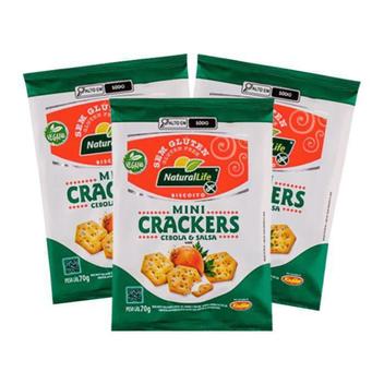 Mini Crackers Sem Glúten, Vegano Cebola e Salsa Natural Life contendo 3 ...
