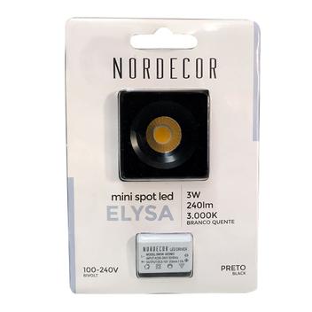 Mini Embutido P/ Moveis Led Elysa 3W 3000K Quadrado Preto - Nordecor ...