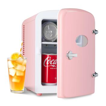 Mini geladeira portátil Simple Deluxe 4L, refrigerador e aquecedor rosa ...