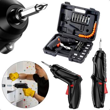 Mini Parafusadeira Furadeira Elétrica 2 Em 1 Maleta 45 Peças Linha ...