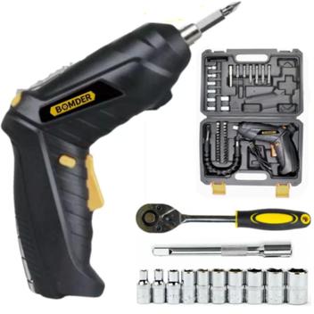 Mini Parafusadeira Furadeira Elétrica 2 Em 1 Maleta 47 Peças Kit Chave ...