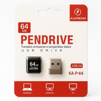Mini Pendrive 64GB USB 2.0 Pequeno ultra Veloz Original - Kapbom - Pen ...