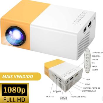 Mini Projetor Portátil Led Hd 600 Lumens Usb-Hdmi-Sd Amarelo - AL - Projetor - Magazine Luiza