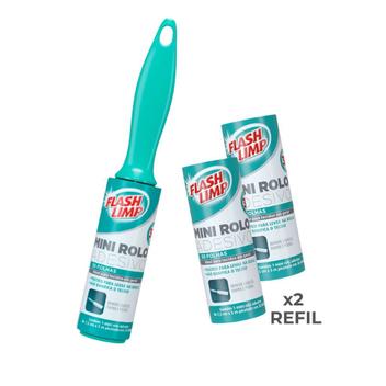 Mini Rolo Adesivo 3 Peças Flashlimp Tira Pelos e Poeira - Rolo Tira ...