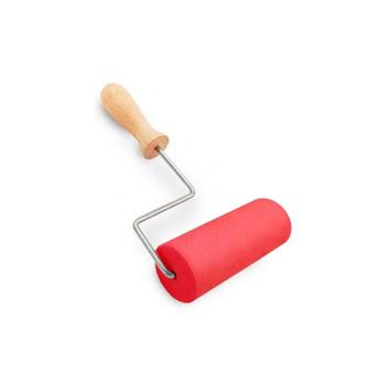 Mini Rolo de Cozinha em Silicone Vermelho com Cabo Madeira 10 cm ...
