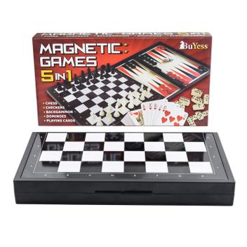 Mini Xadrez Magnético 5 em 1 - Inclui Dominó e Gamão - Jogo de Dominó ...