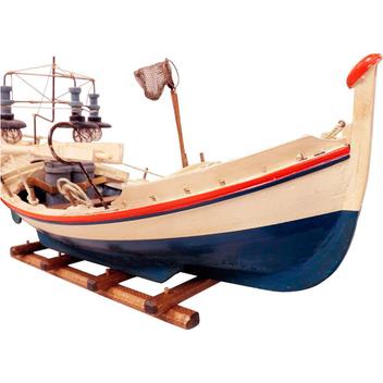 Miniatura Barco de Pesca Grande Rede e Leme em Madeira Nusa Dua ...
