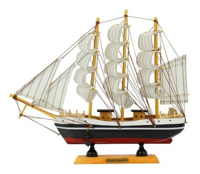 Miniatura Barco Navio Veleiro Madeira Base Vermelho 25x5x28cm - Taimes ...