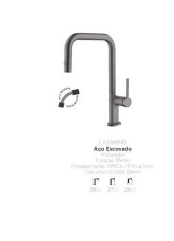 Misturador Monocomando Cozinha / Gourmet Bica Retrátil lexxa Lx3388GF ...