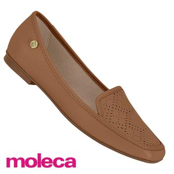 Mocassim sapatilha moleca napa corte laser caramelo / bege claro mod ...