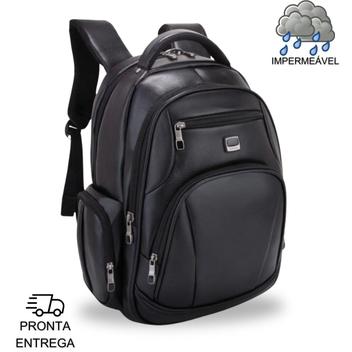 Mochila de Couro Preta Média Notebook Escolar Masculina Feminina - New ...