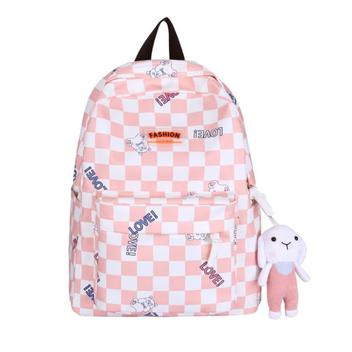 Mochila estilo Checkerboard College, versão coreana feminina - Wokex ...