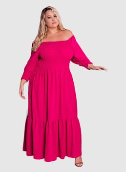 Moda Feminina Plus Size Vestido Longo Manga Comprida Festa - Donaluu ...