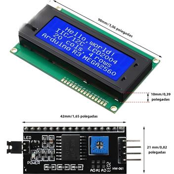 Módulo LCD I2C 20x4 Azul, Verde e Branco para Arduino - Robótica ...