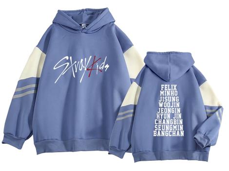 Moletom com Capuz Stray Kids - Bangchan, Felix e Hyunjin (Azul ...