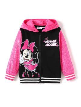 Moletom Disney Minnie Mouse Rose com zíper de lantejoulas para meninas ...