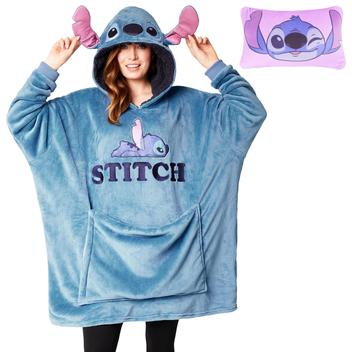 Moletom Disney Stitch Blanket Moletom grande de lã para adultos 2 em 1 ...