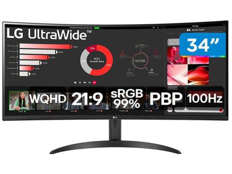 Monitor 100Hz WQHD Curvo UltraWide 5ms LG 34WR50QC-B 34" 2 HDMI ...