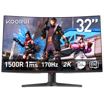 Monitor de jogos KOORUI 32 polegadas 2K 1440p 170 Hz 144 Hz curvado - Monitor para PC - Magazine ...