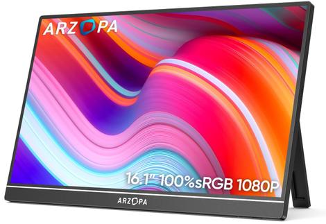 Monitor portátil ARZOPA Z1C 16,1" FHD 1080P 100% sRGB - Monitor para PC ...