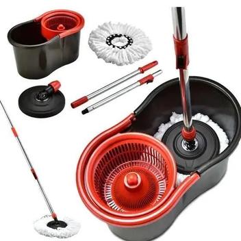 Mop esfregão giratorio com cabo inox balde de 8 litros alça flexivel e ...