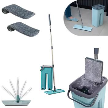 MOP Flat Balde Duplo Rodo Limpeza Pesada Domínio Total Rápido Prático ...