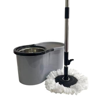 Mop Giratório Limpeza Geral Com Balde Esfregão Centrifuga Inox 9 Litros ...