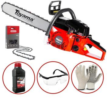 Motosserra Toyama TCS58F GII-20SN Motor Serra Sabre 20pol 54cc + Oleo 2T + Oculos com Regulagem ...