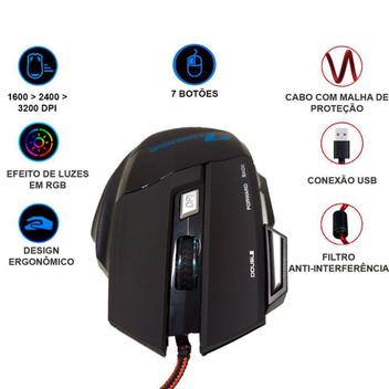 Mouse gamer led com fio 7 botoes 3200 dpi usb weibo x7 - Mouse Gamer ...
