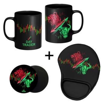 Mouse Pad Ergonômico Porta Copo e Caneca Day Trader - GRAVURA - Mouse ...