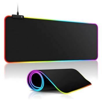 Mouse pad gamer com led rgb grande 800x300mm preto - Rainbow - Mouse ...