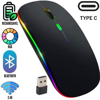 Mouse sem Fio Bluetooth 5.2 & Wireless 2.4Ghz USB C Recarregável DPI ...
