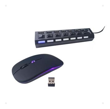 Mouse Sem Fio Rgb Bluetooth + Hub C/ 7 Entradas Usb - Kit - G-Mouse ...