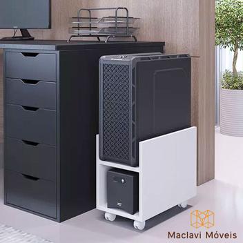 Móvel para CPU Branco com Rodízios e Nobreak Mdf para Escritório Home ...