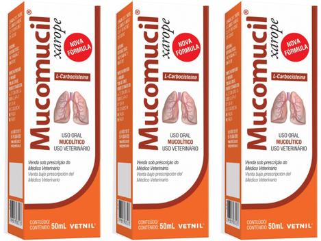 Mucomucil Xarope 50ml - Vetnil - 3 Unidades - Farmácia Pet - Magazine Luiza