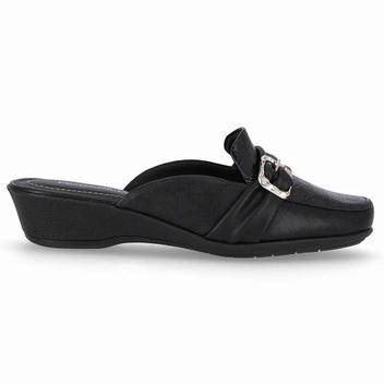 Mule Feminino Anabela Ivone Preto Piccadilly 143202-5 - Mule Feminino ...