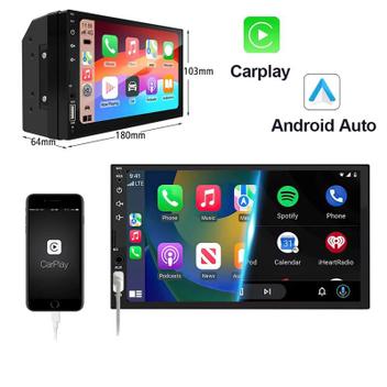 Multimídia Automotivo MP5 Com CArplay e Android Auto Tela de 7 Polegadas Touch Screen Bluetooth ...