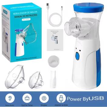 Nebulizador Inalador Portátil Ultrassônico Adultos e Crianças Cabo USB ...