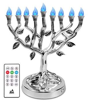 Ner Mitzvah LED Electric Hanukkah Menorah - Color Changing LED Tree of ...