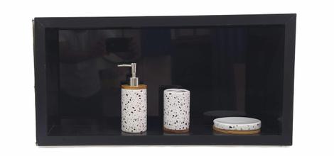 Nicho Banheiro Porcelanato Borda Alumínio 30X61X11Cm Preto - Belo Nicho ...