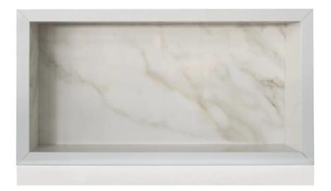 Nicho em Porcelanato Branco Marmorizado 60x30x10 com Borda de Alumínio ...